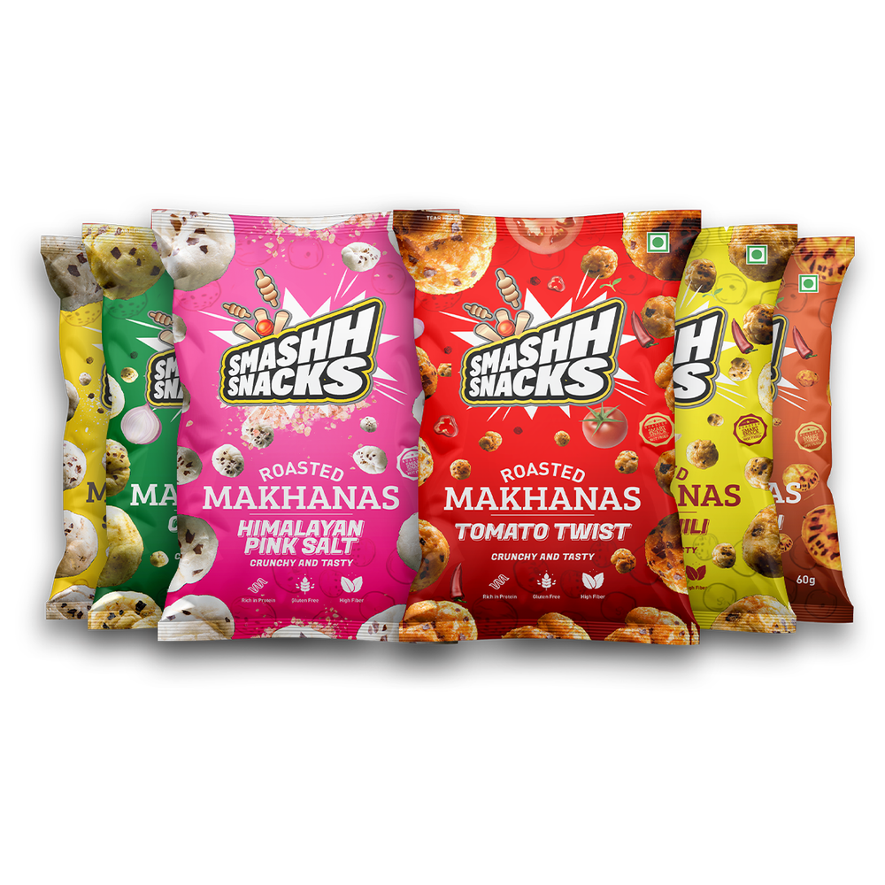 Hot Peri Peri Makhana- Pack of 6 (20g x 6=120g) – Smashh Snacks